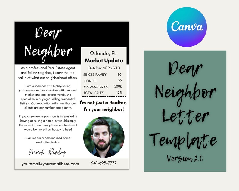 Dear Neighbor Letter Template Vr. 2 Real Estate Marketing Direct Mail ...