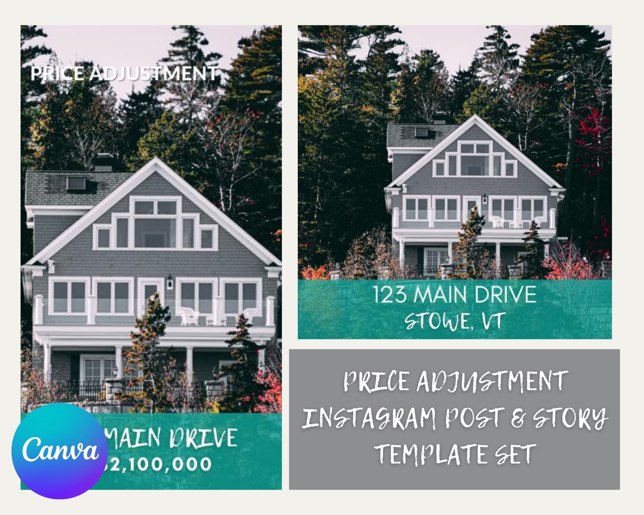 Real Estate Price Adjustment Marketing Set Marketing Templates ...