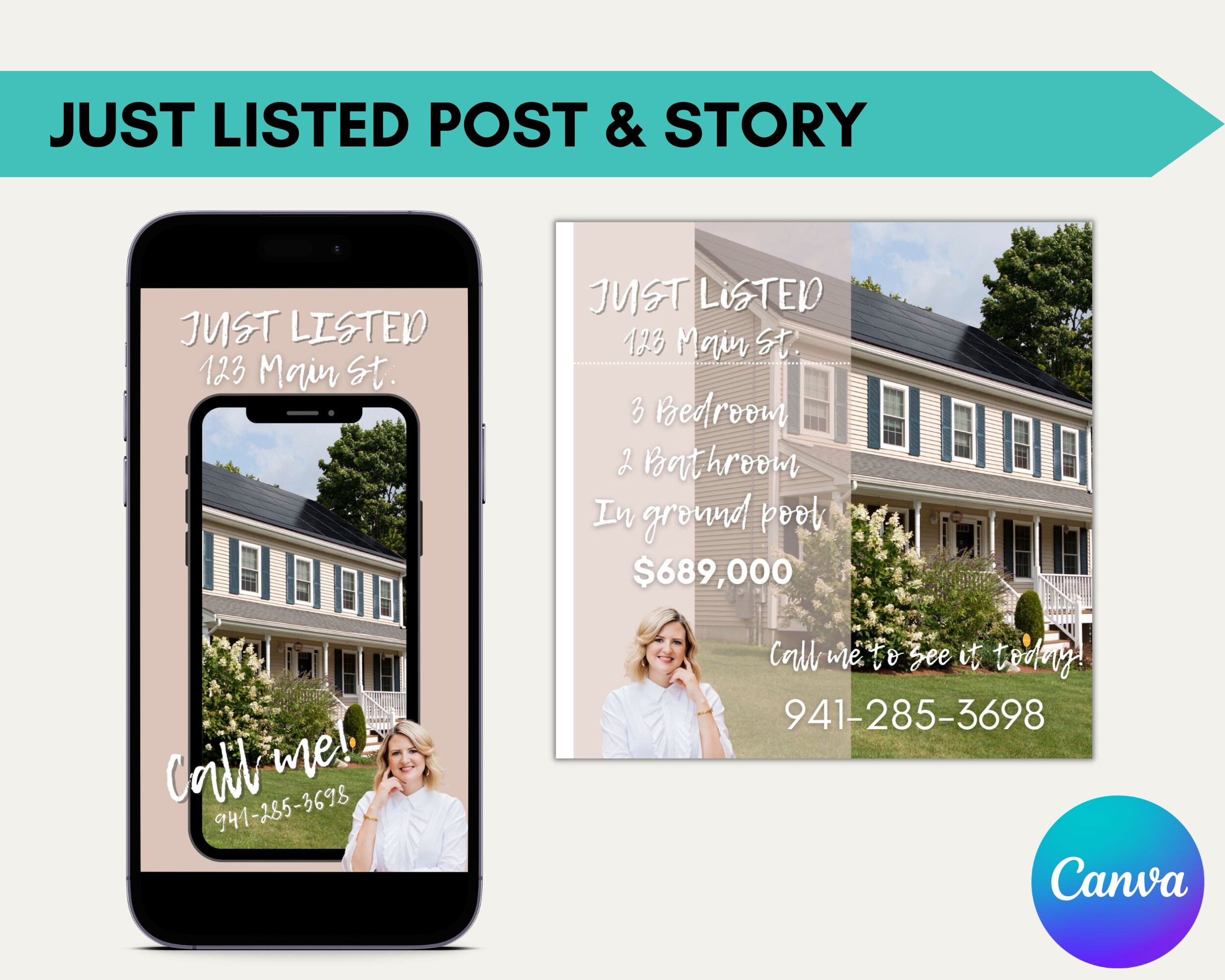 Real Estate Just Listed Marketing Set New Listing Templates Instagram ...