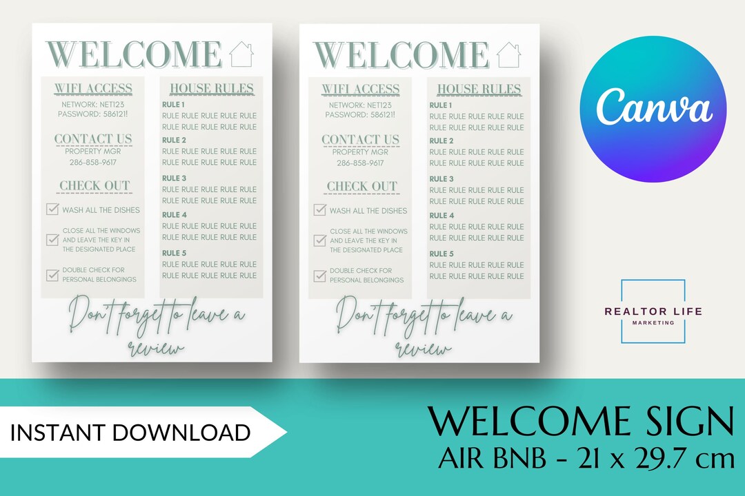 Airbnb Welcome Sign | Vacation Rental Printable | Guest Arrival Poster ...