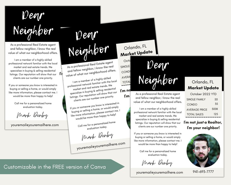 Dear Neighbor Letter Template Vr. 2 Real Estate Marketing Direct Mail ...