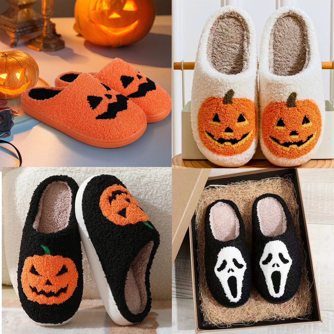 Halloween Ghost Face Slipper Jack O'lantern Color Ghost - Etsy