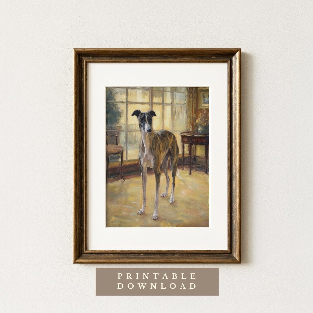 The Whippet by the Window | Digital Download | Country House Dog Art ...