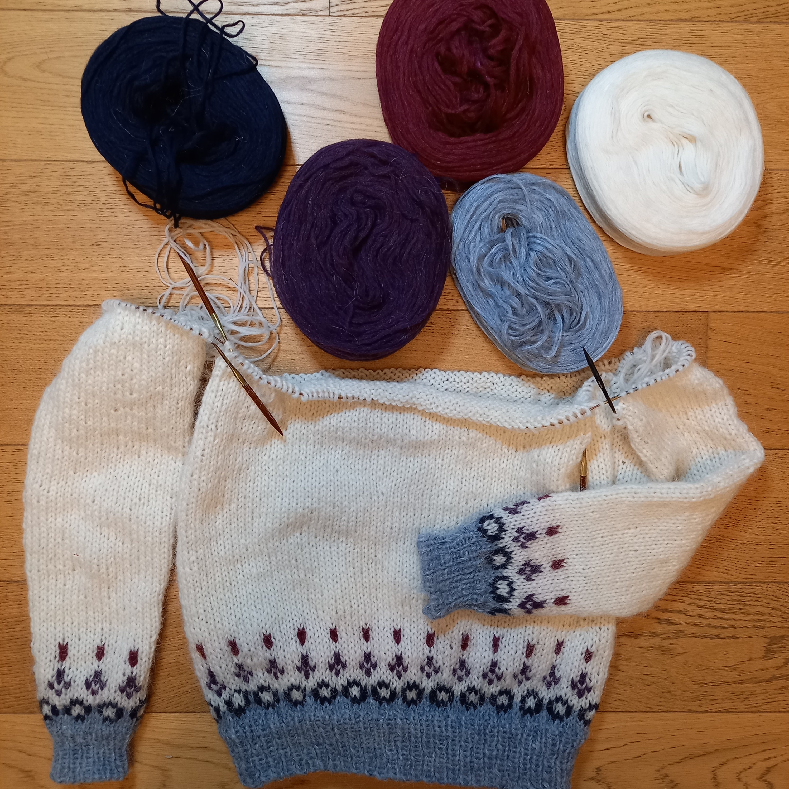 White Blue and Purple Lopapeysa Icelandic Sweater Handmade in - Etsy