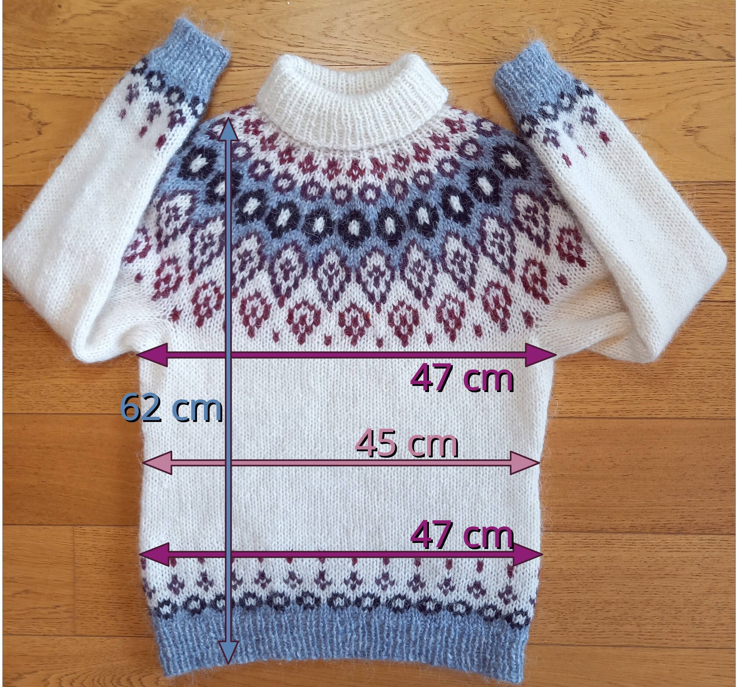White Blue and Purple Lopapeysa Icelandic Sweater Handmade in - Etsy