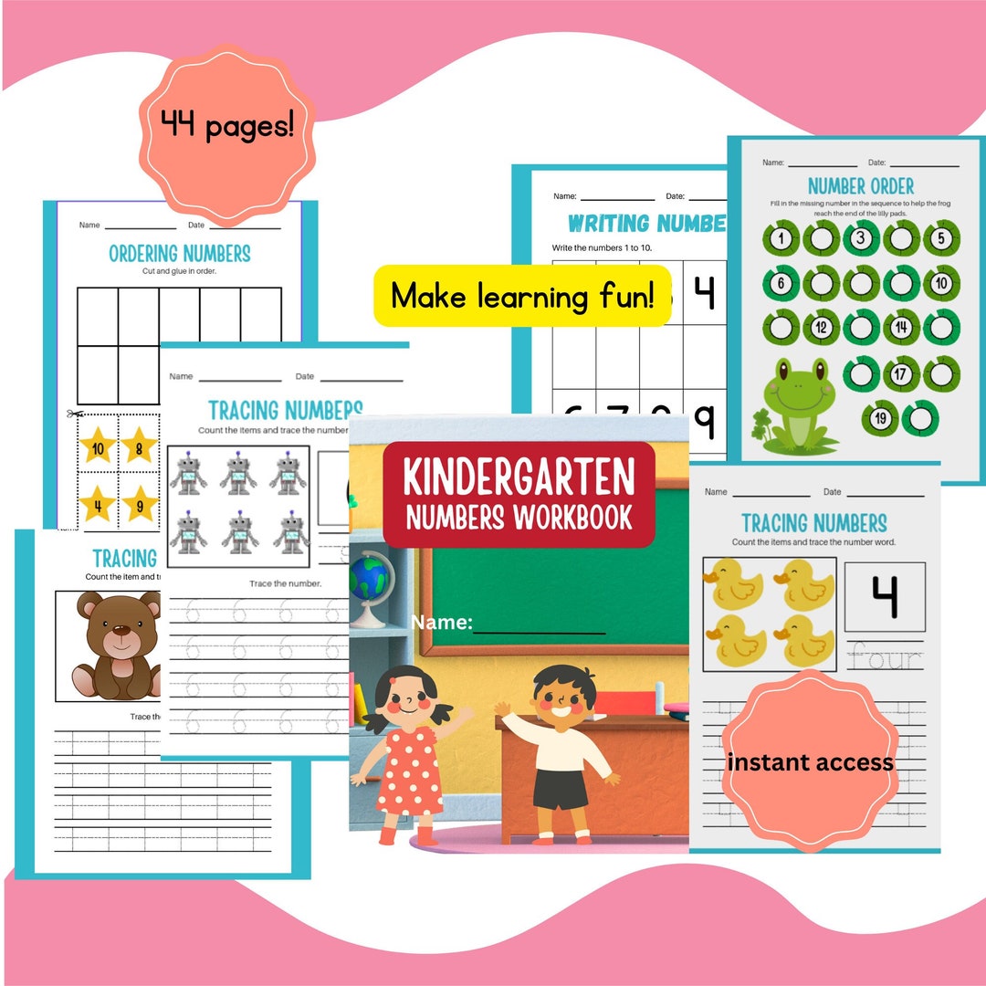 Kindergarten Printable Workbook Learn to Count and Write 44 Pages - Etsy