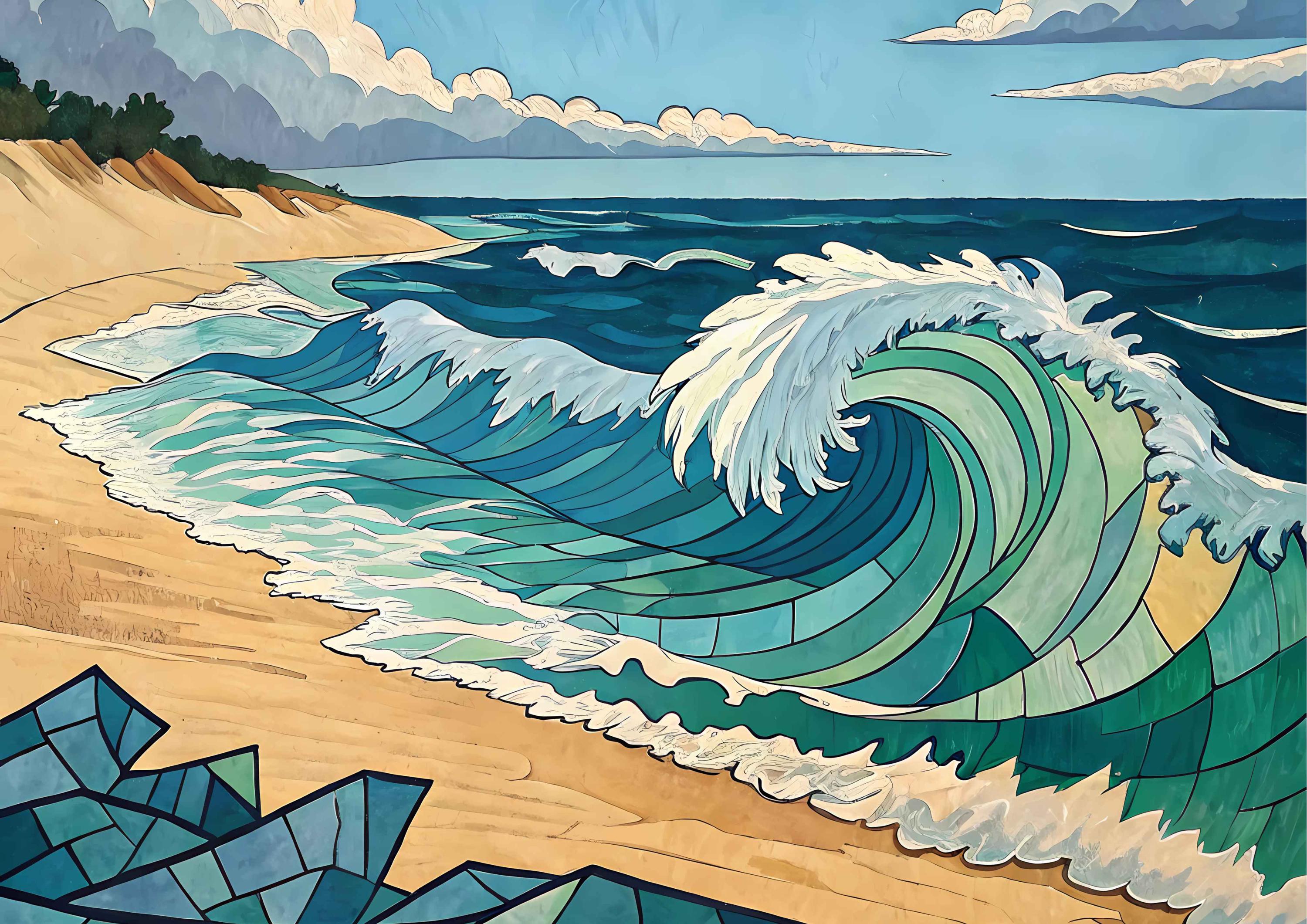 The Waves - Instant Digital Art Download - Etsy