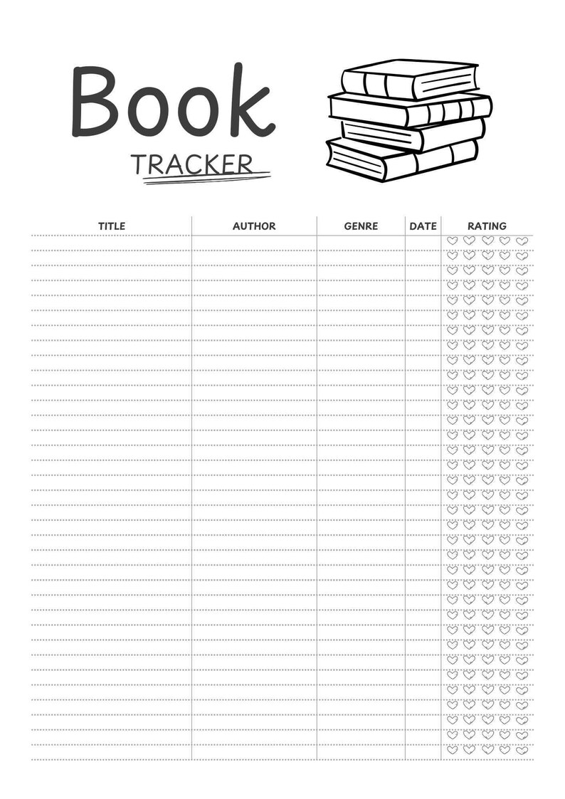 Reading Log Printable | Book Tracker | Books to Read List | Instant ...
