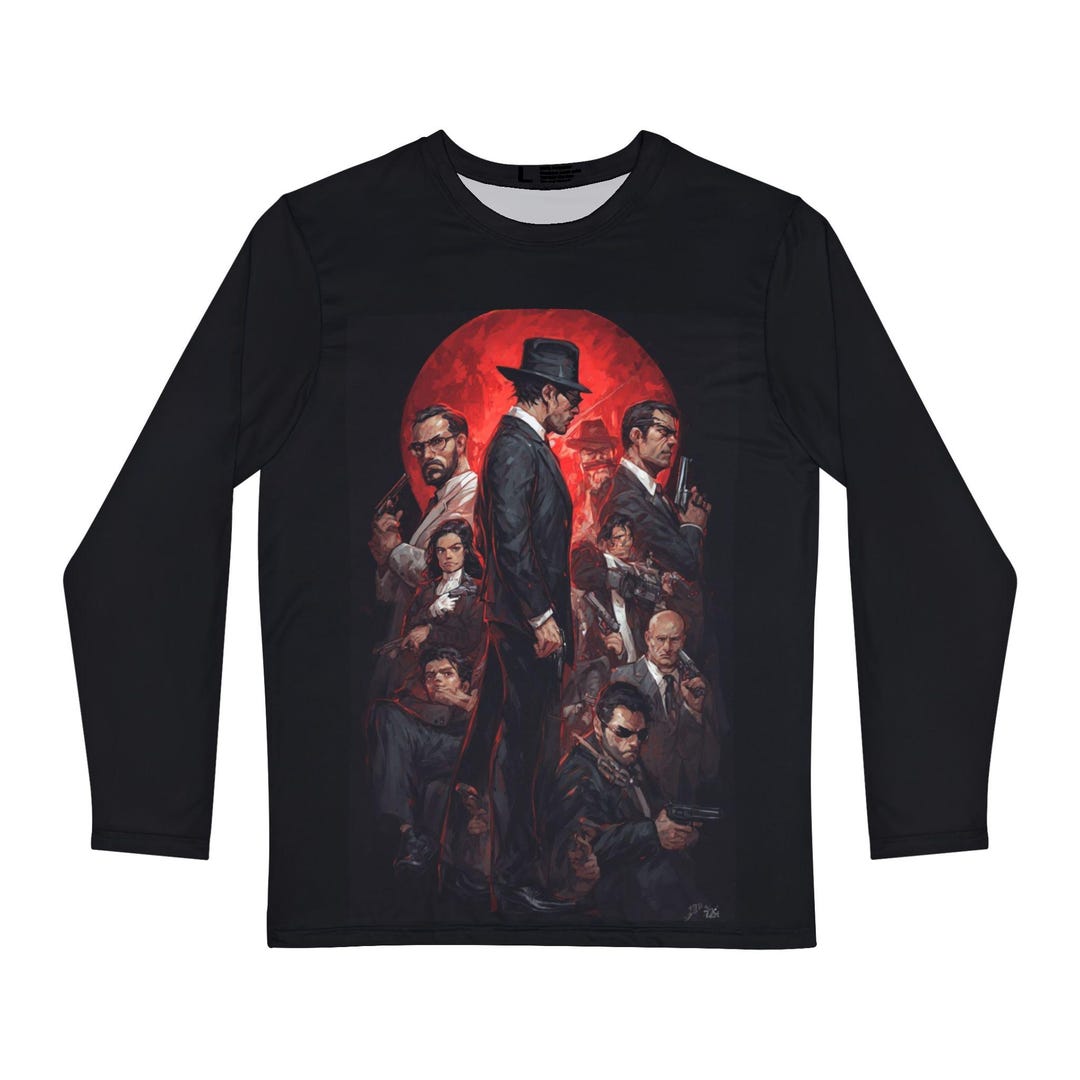 Mafia Red Moon Shirt, Gangster Long Sleeve Tee, Mobster Theme Top ...