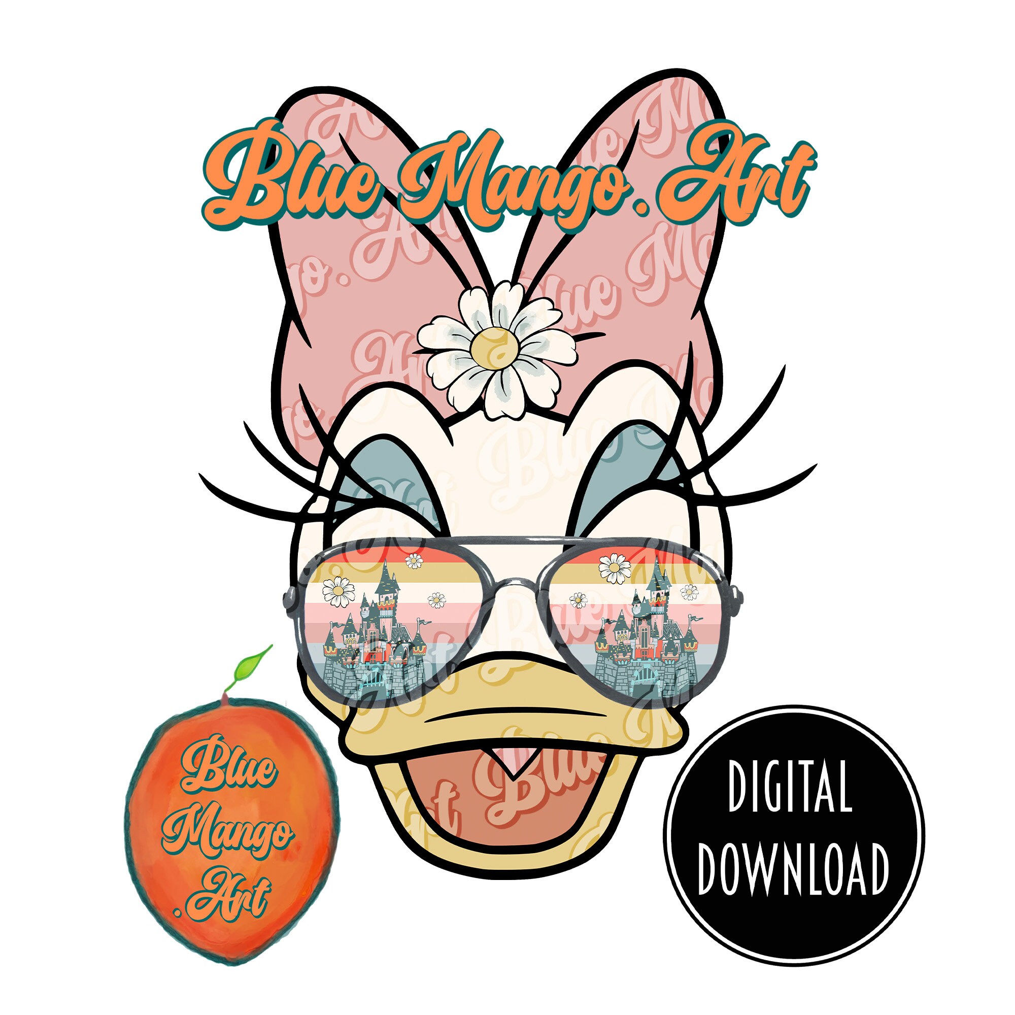 Spring Retro Duck in Glasses Sublimation Png Retro Daisy Png Retro Duck ...