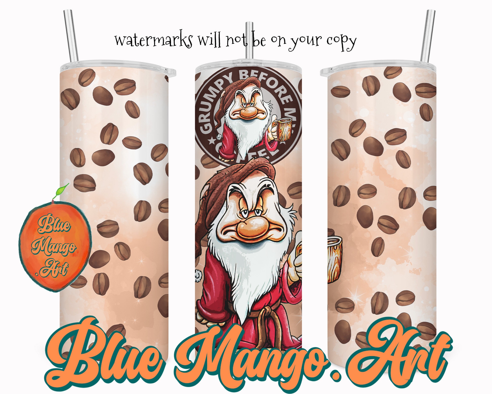 Grumpy Dwarf Skinny Wrap Grumpy Before Coffee 20oz Wrap Snow White ...