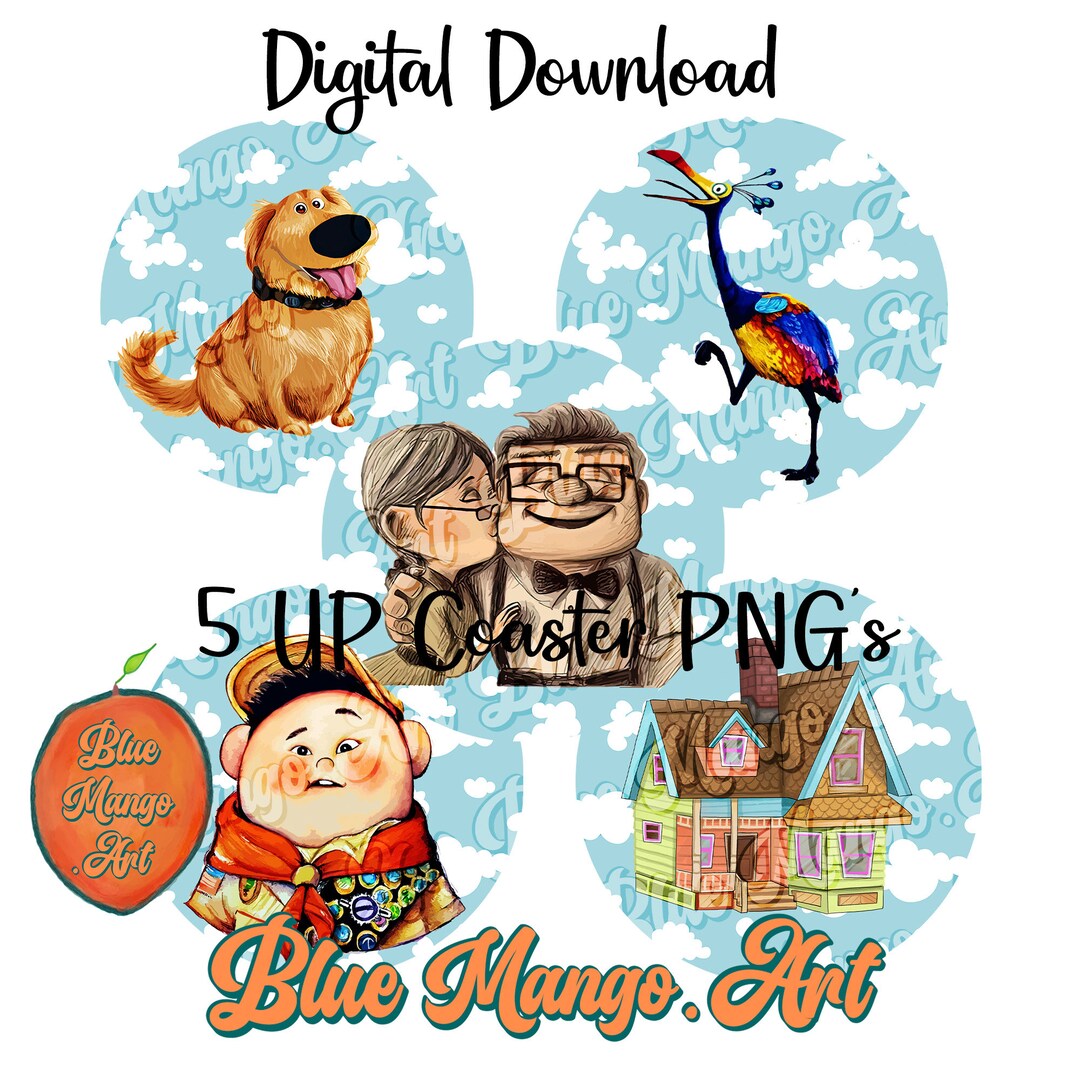 Cute Cartoon UP Character Coaster Files Digital UP Coasters Set of 5 ...