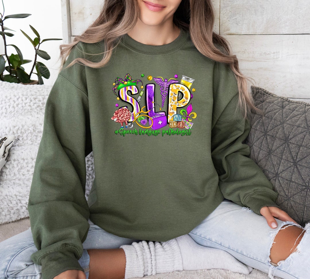 SLP Mardi Gras Day Shirt, Mardi Gras Speech Therapy Shirt, Speech ...