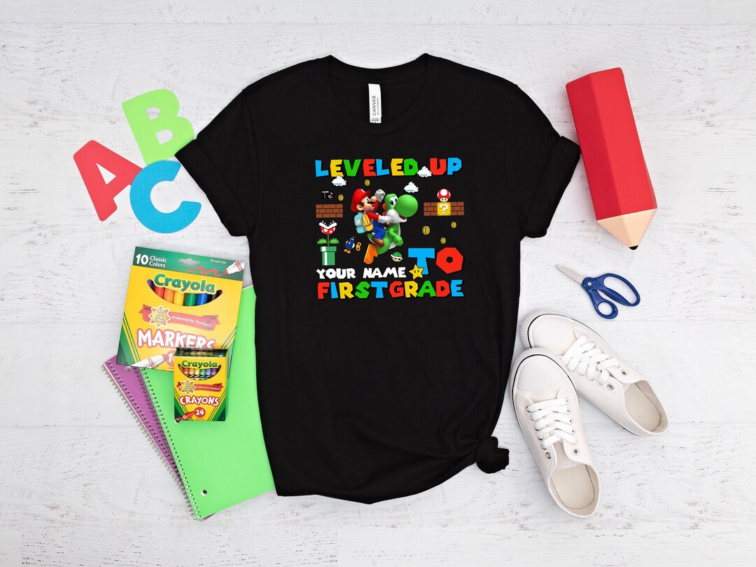 Leveled up to First Grade Shirt, Mario First Grade Shirt, First Grade ...