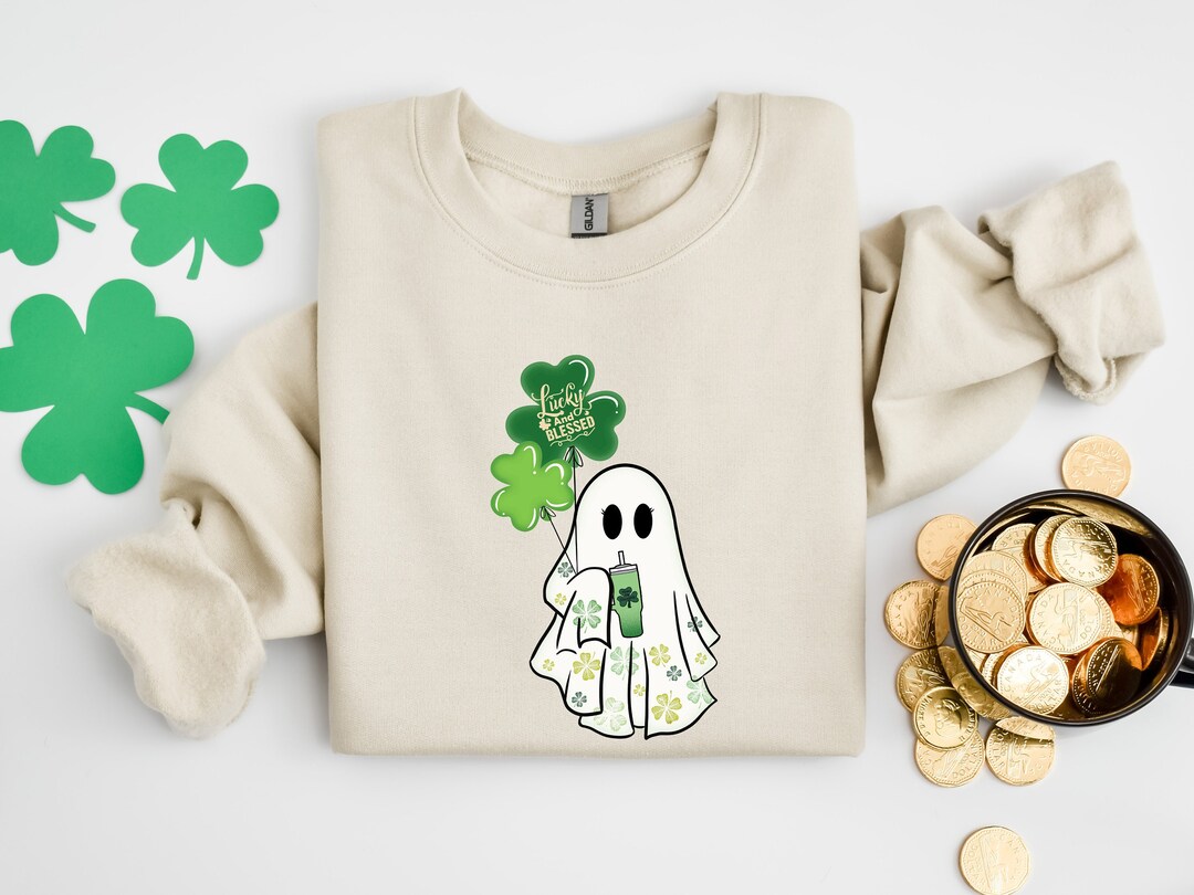 Lucky and Blessed Ghost Sweatshirt, St Patricks Day Shirt, Lucky Boo ...