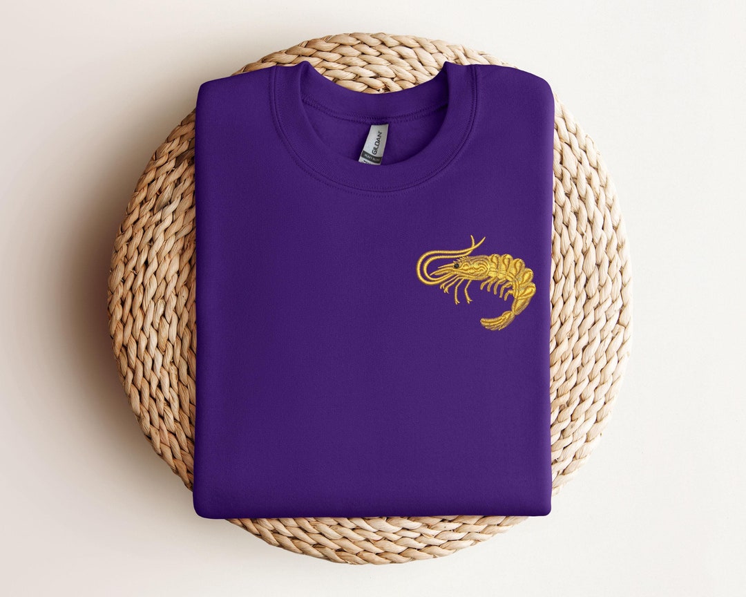 Shrimp Embroidered Shirt, Embroidered Shrimp Shirt, Mardi Gras Shrimp ...