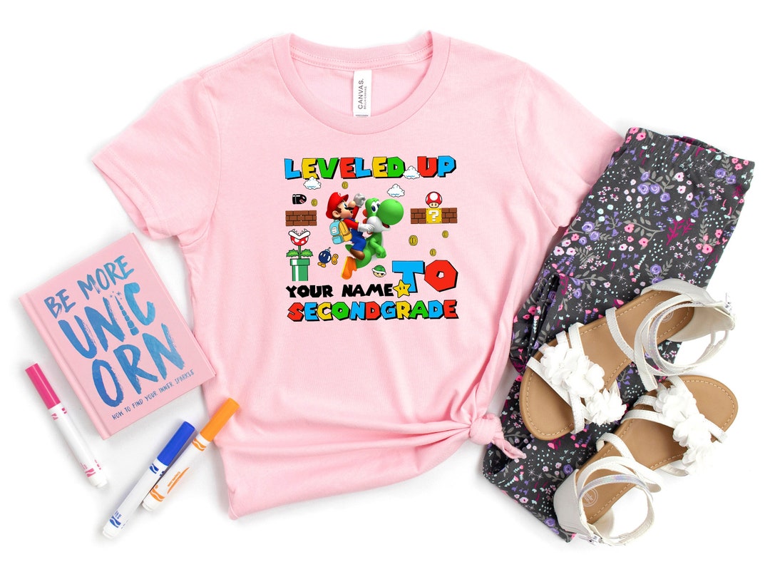 Leveled up to Second Grade Shirt, Mario Second Grade Shirt, 2nd Grade ...