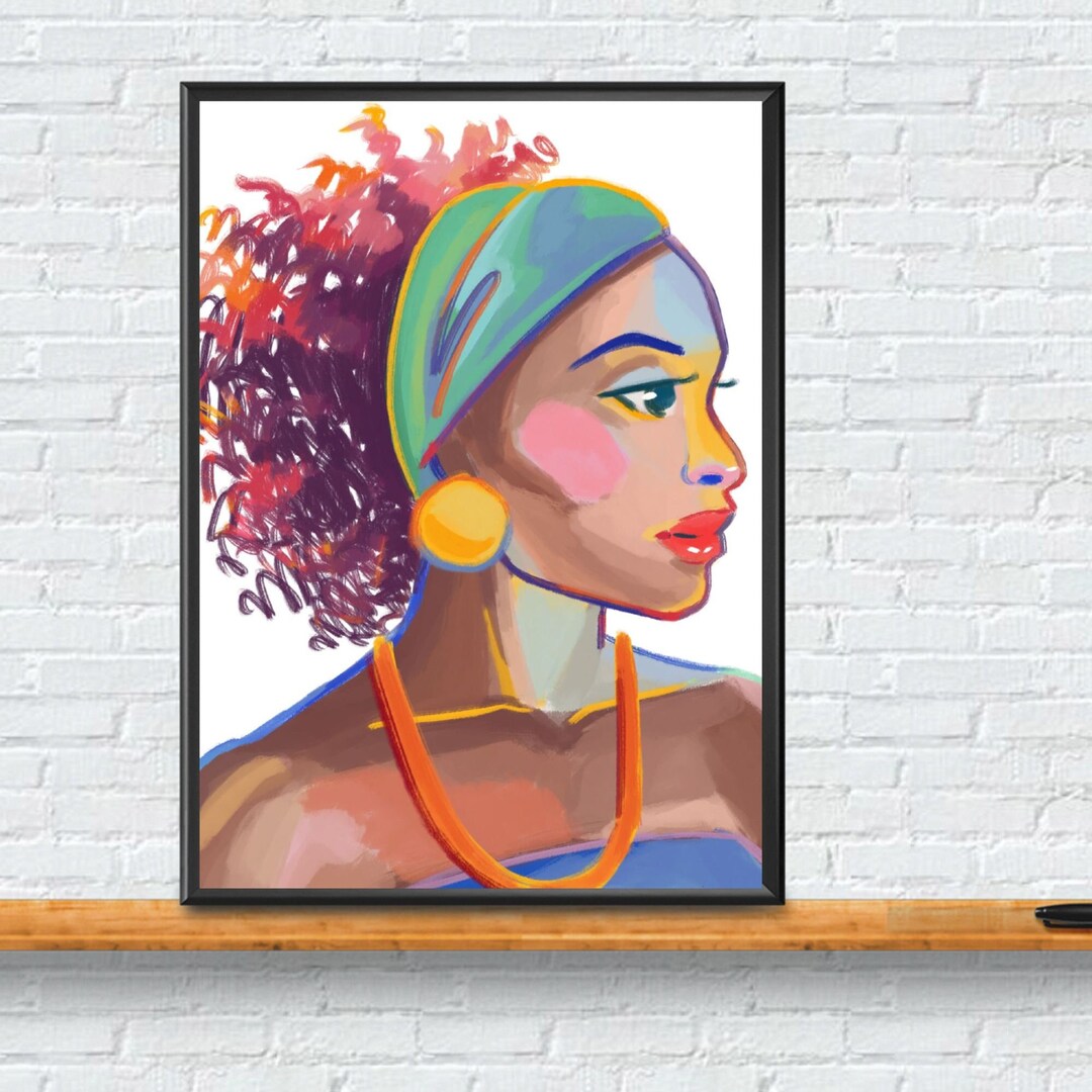 Curly Hair Girl, Curly Hair Art, Natural Hair Art, Printable Art, Girl ...