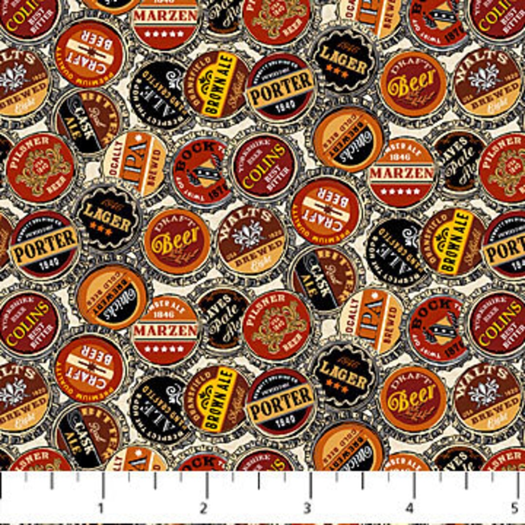 The Cave Beer Cap Fabric by Northcott, Bottle Caps, 24997-12 - Etsy