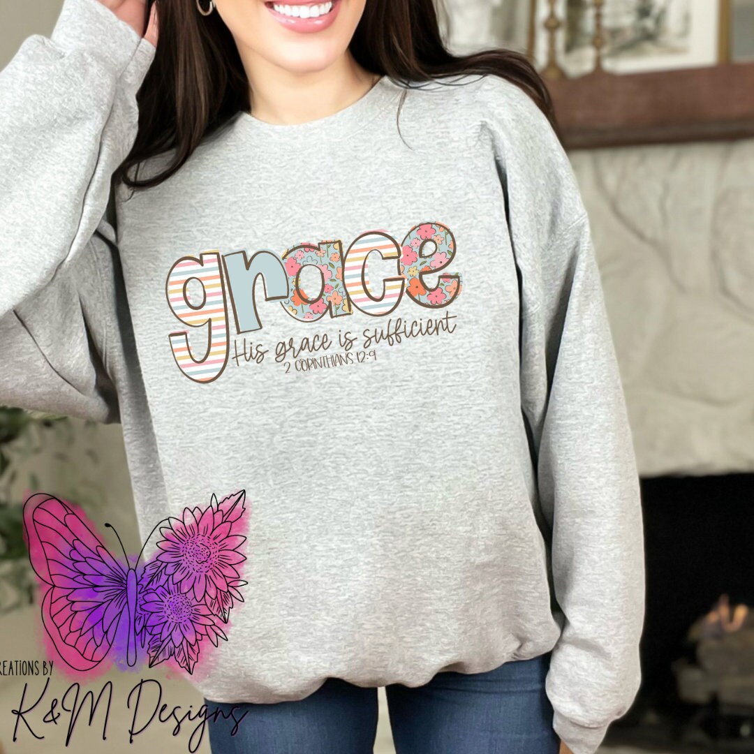 Grace Pastel Floral Boho Doodle Letters Christian Inspirational DTF ...