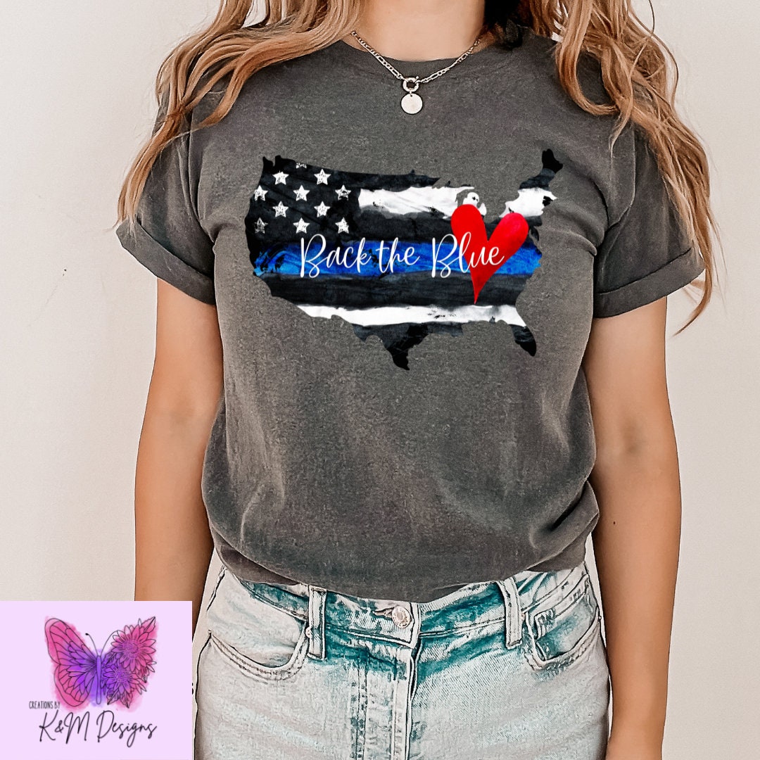Back the Blue DTF Transfer | Thin Blue USA Patriotic Transfer | Iron on ...