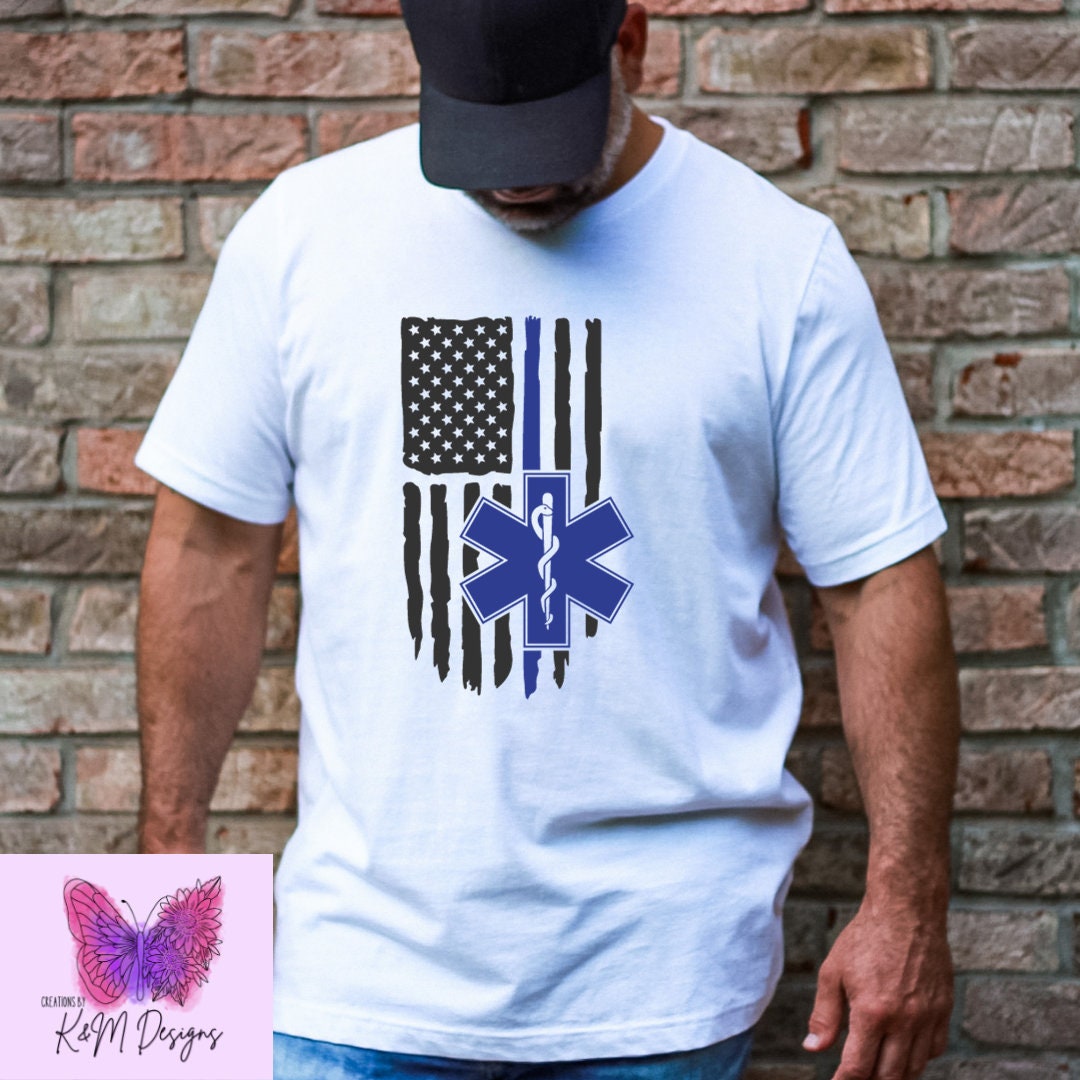 Patriotic Paramedic DTF Transfer | Thin Red Blue Line Transfer ...