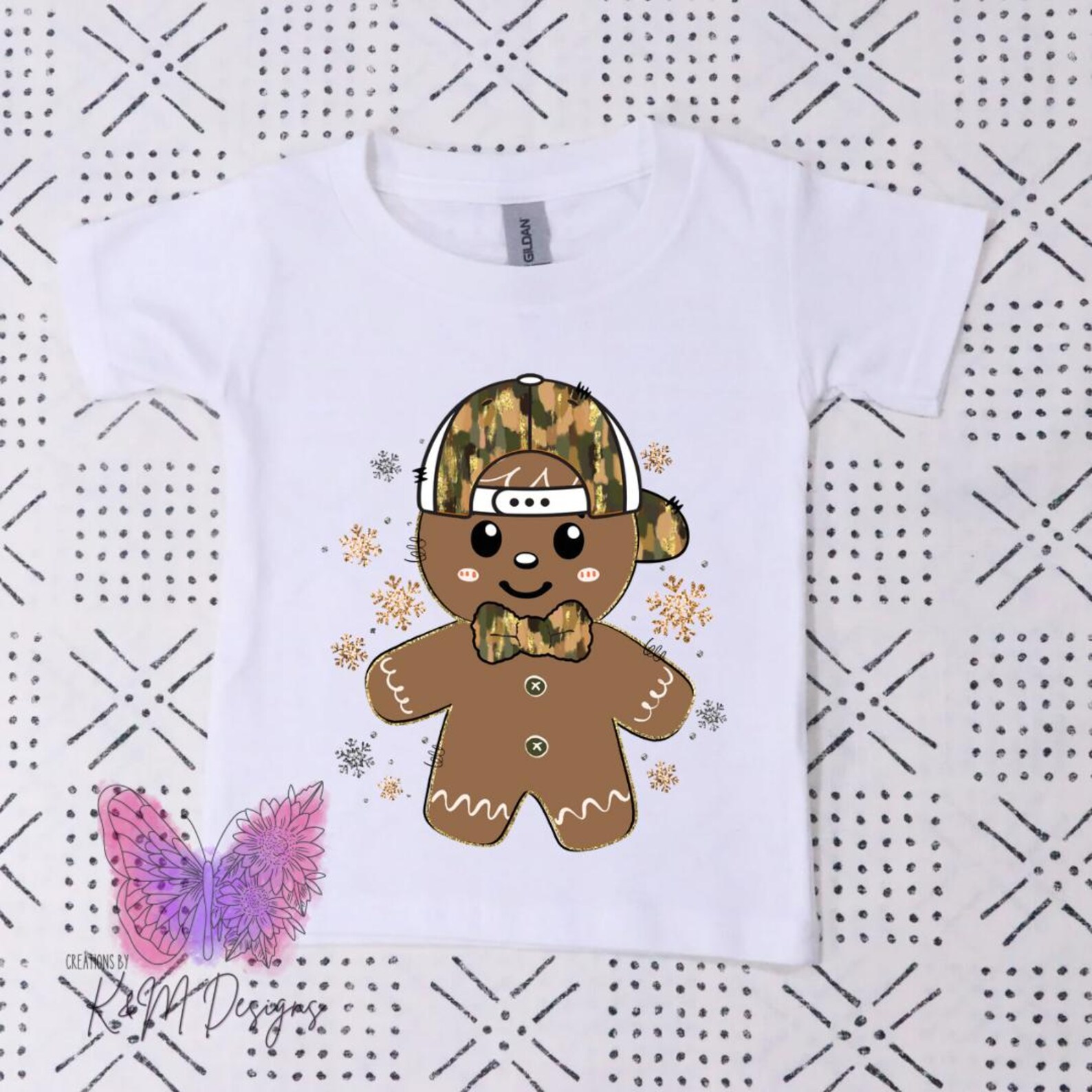 Camo Ball Cap Gingerbread Man Kids Christmas DTF | Iron on Transfer ...