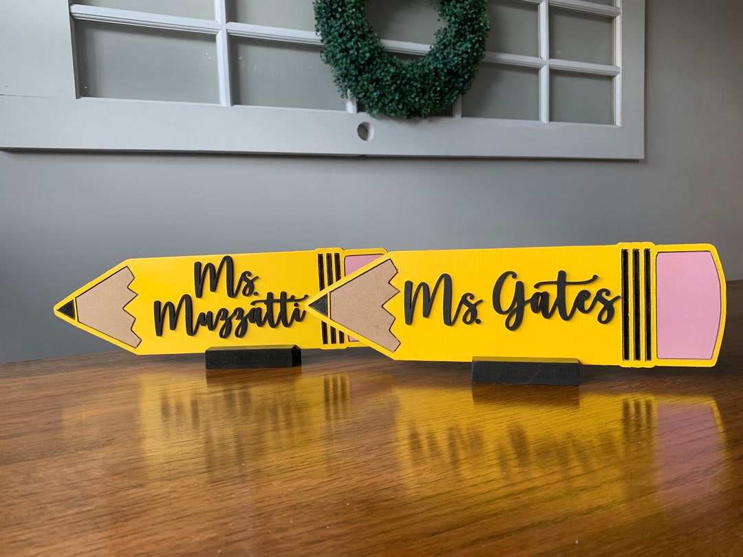 Personalized 3D Teacher Pencil Name Sign With Stand - Etsy