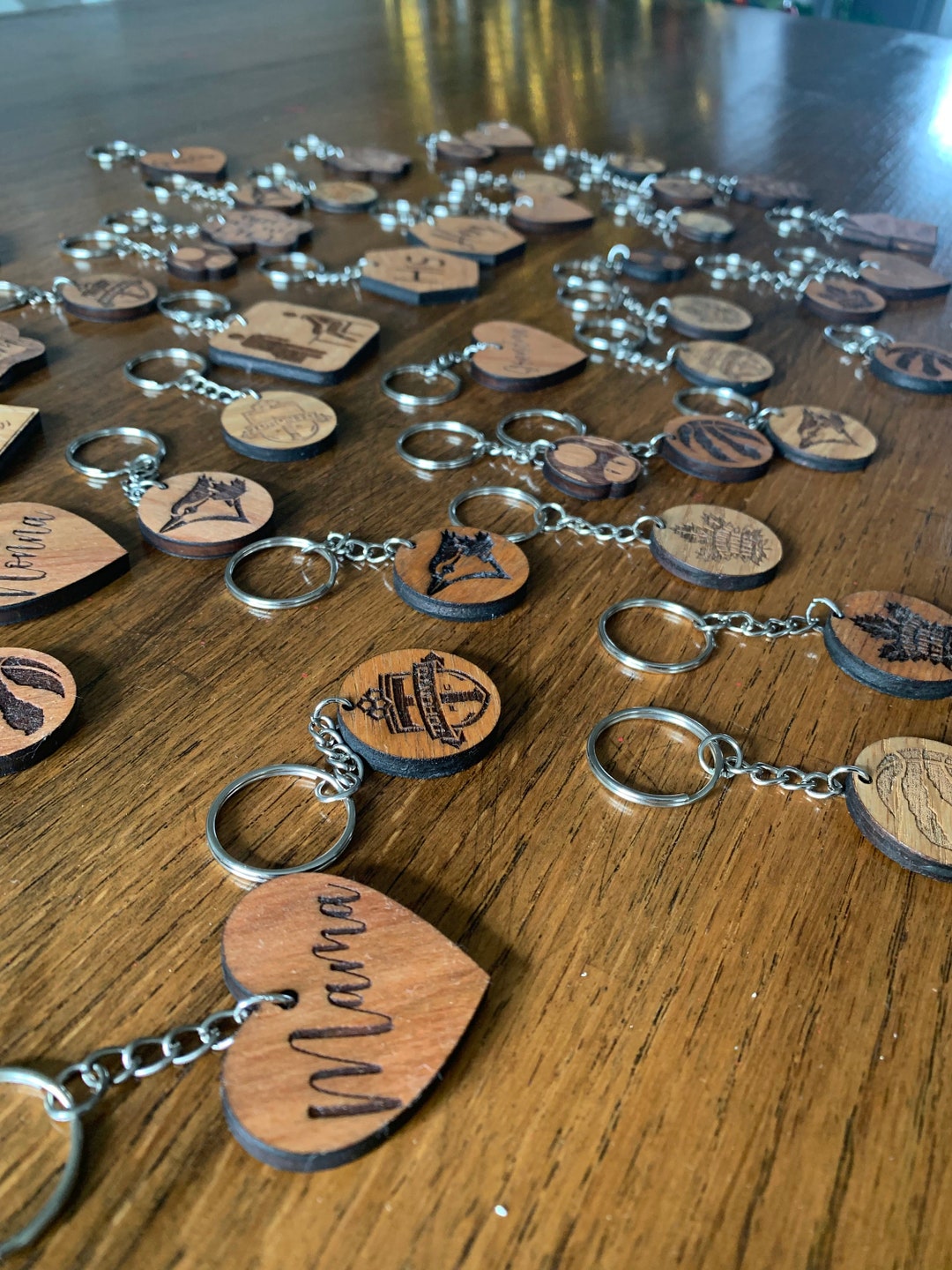 Custom Laser Engraved Wooden Keychains. Sports Teams. Dog Mom. Dog Dad ...