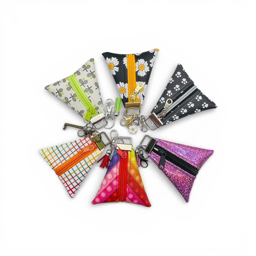 Faux Leather Keychain Pouch | Zippered Coin Purse | Clip-on Travel ...