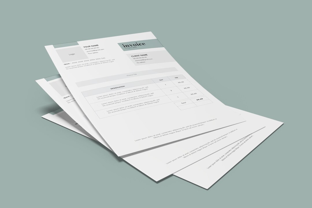 English Invoice Template for Graphic Designer on Illustrator, Adobe ...
