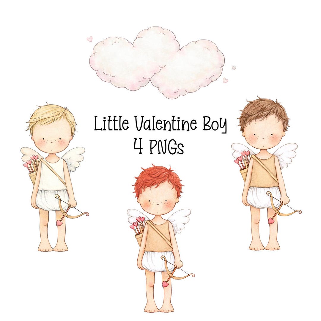 Little Cupid Boys Clipart | Valentine 4 PNG Mini Set - Etsy