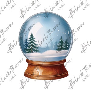 Cute Snow Globe Clipart; PNG Instant Downloads, Hand Drawn, Graphics ...