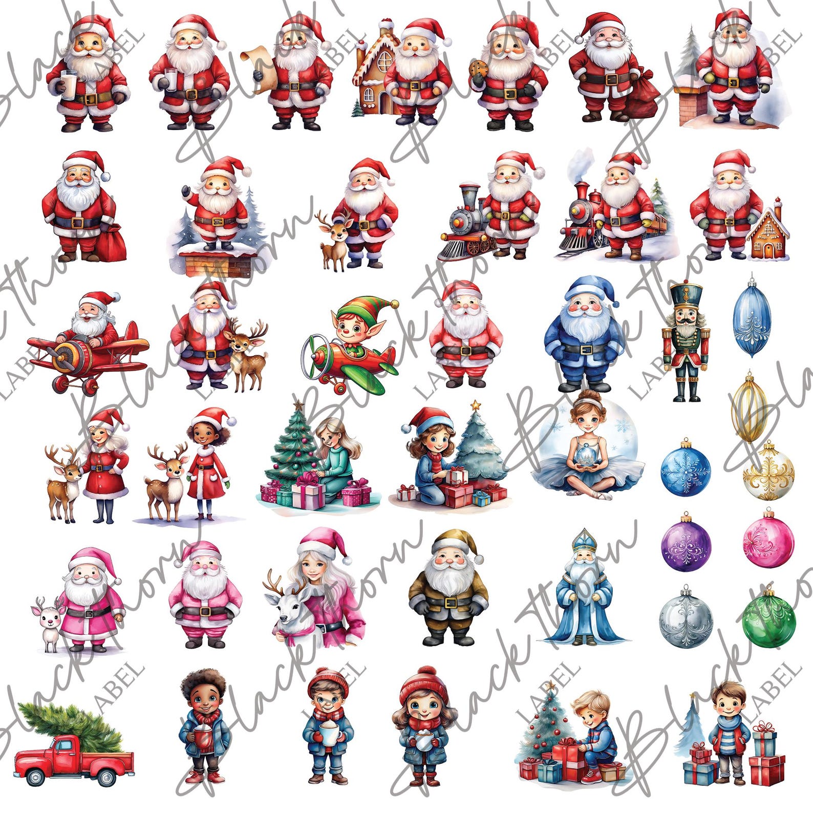 150+ Holiday Clipart Bundle; PNG, Hand Drawn, Graphics; Hallmark Truck ...