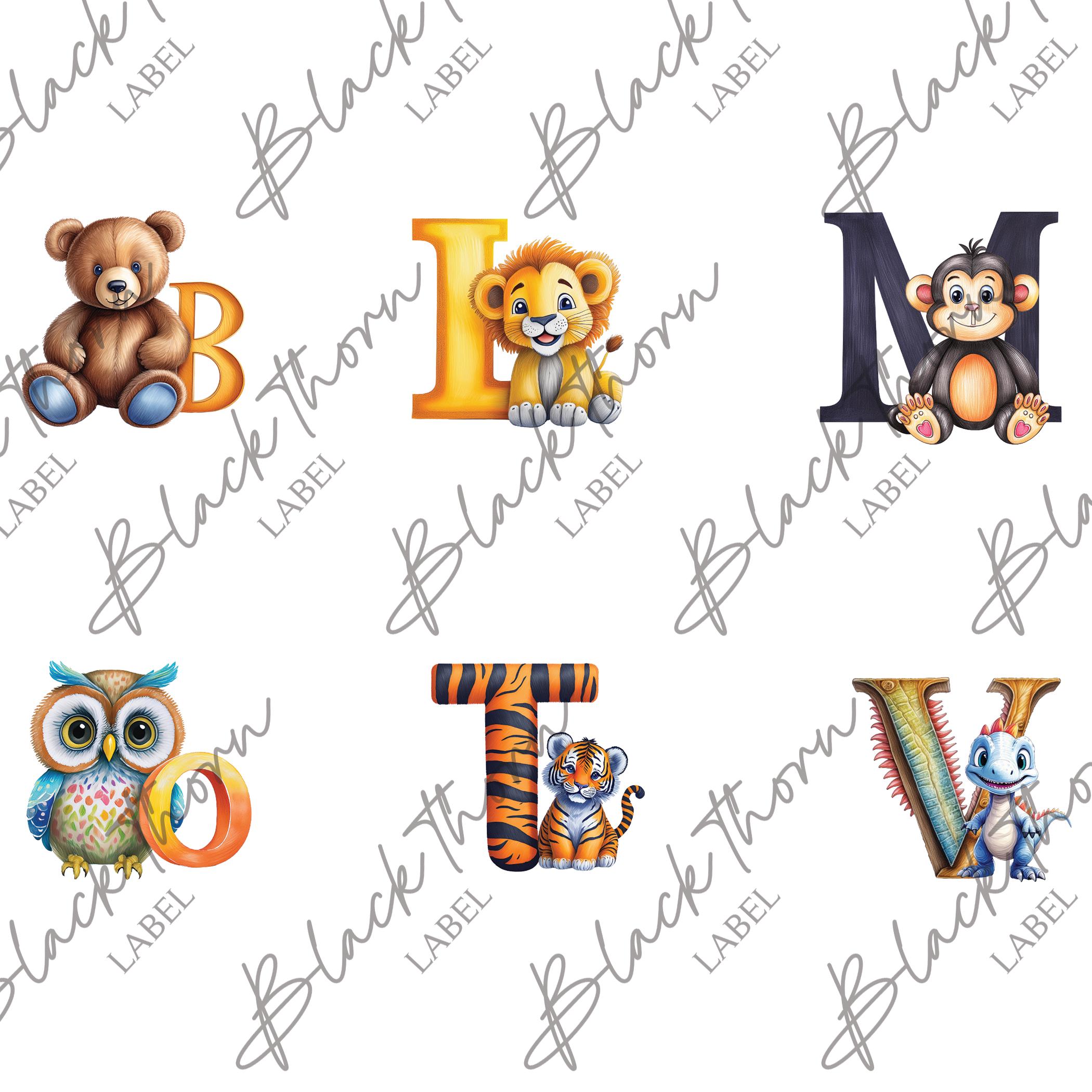 Cute Alphabet Animals, Clipart Set; PNG Downloads, Graphics; Back to ...