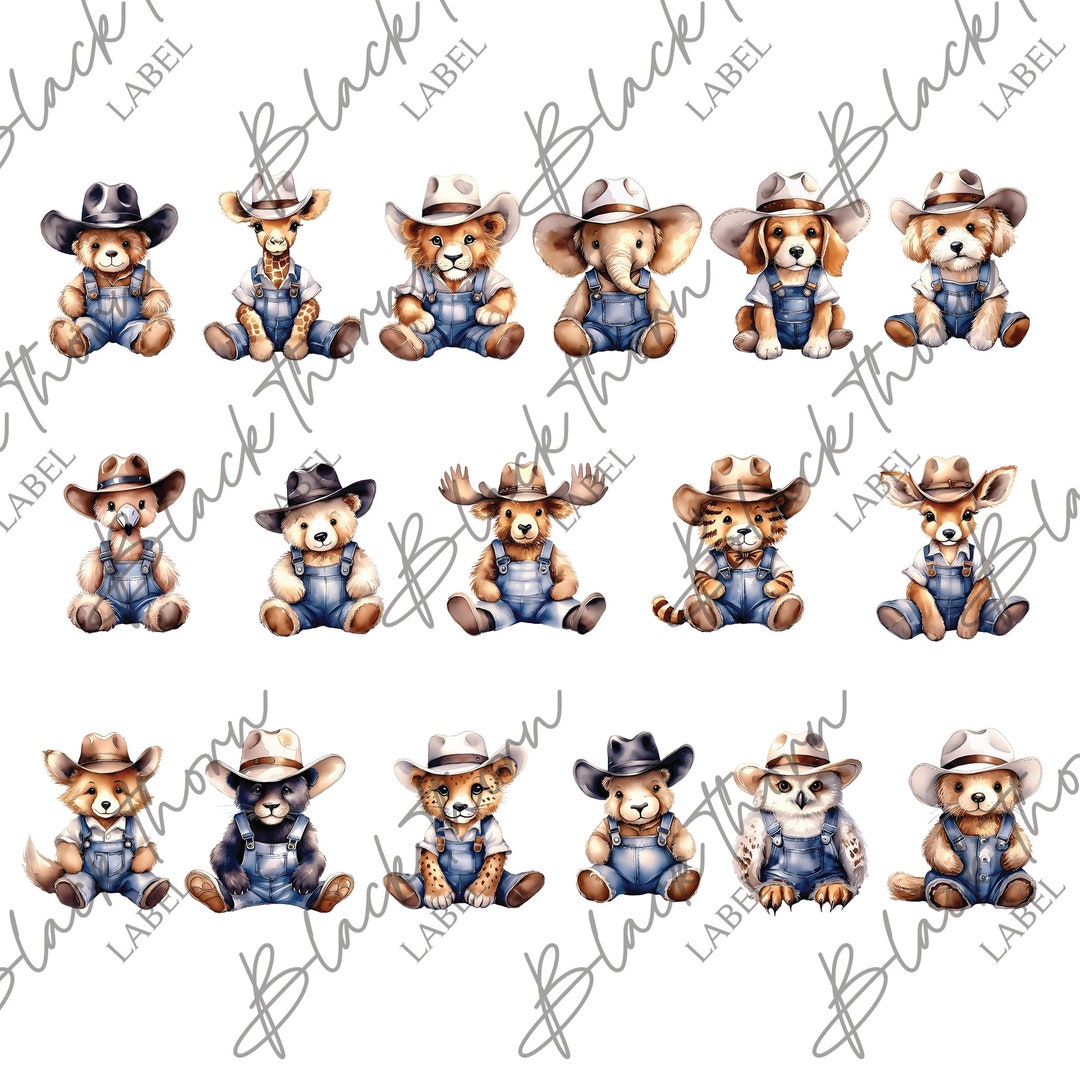 Cute Country Animal Clipart Set; PNG Instant Downloads, Watercolor ...