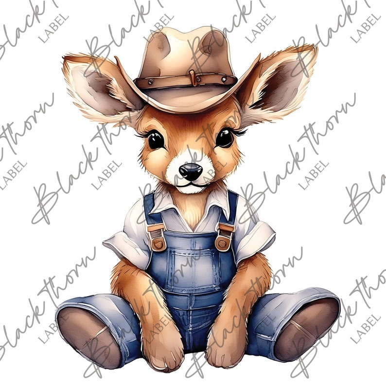 Cute Country Animal Clipart Set PNG Instant Downloads, Watercolor ...
