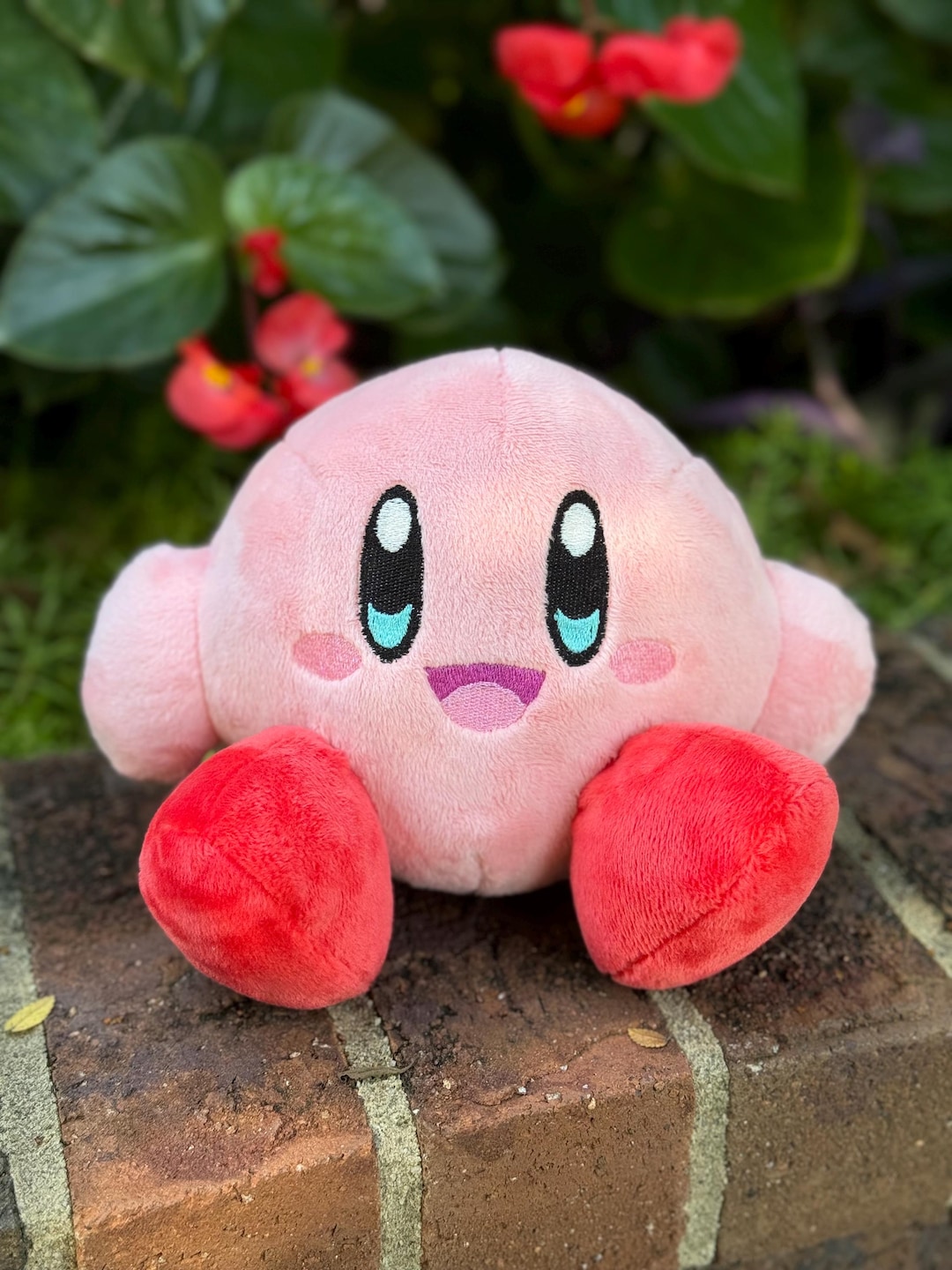 Peach Kirby Plush, Cute Pink Round Plushie Toy Stuffed Handmade - Etsy