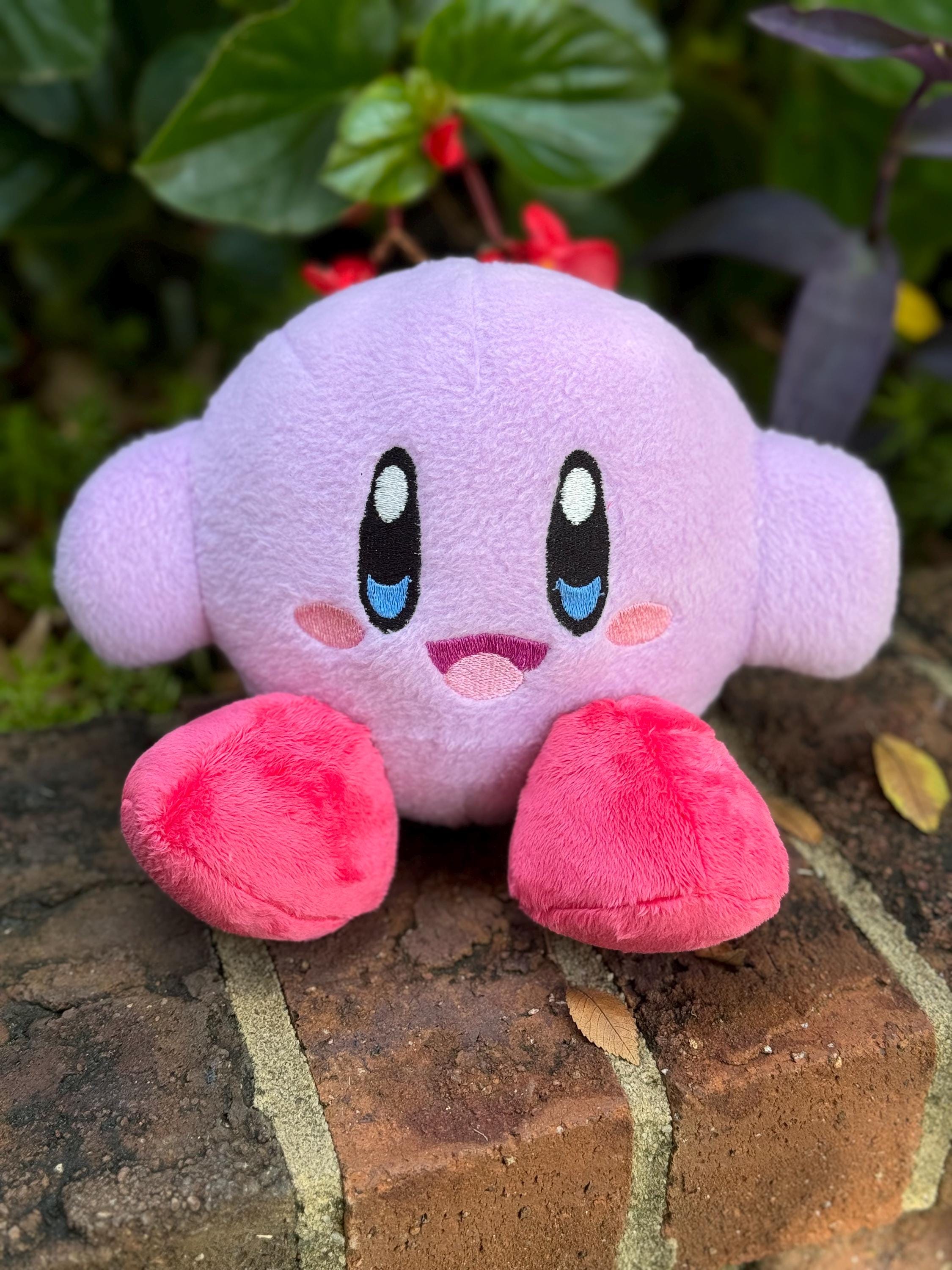 Soft Fleece Kirby Plush, Cute Pink Round Plushie Toy Stuffed Handmade ...