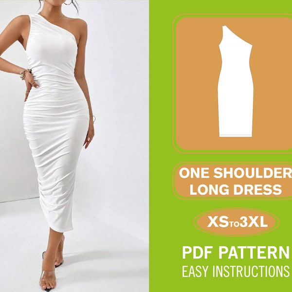 One Shoulder Dress Pattern - Etsy