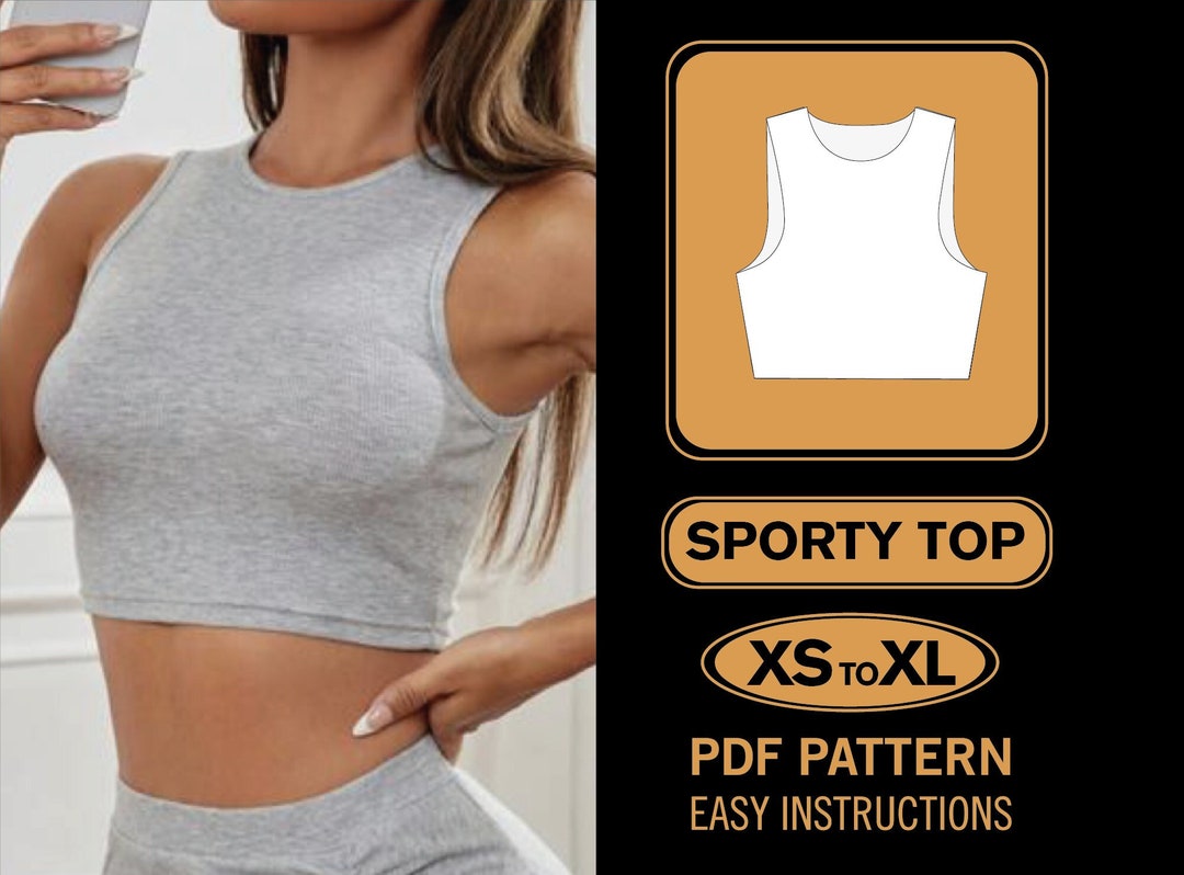 Crop Top Sewing Pattern XS-XL Sport Top Sewing Pattern PDF Pattern Top ...