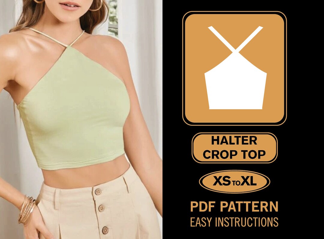 Halter Crop Top XS-XL Crop Top Sewing Pattern PDF Pattern Wrap Top ...