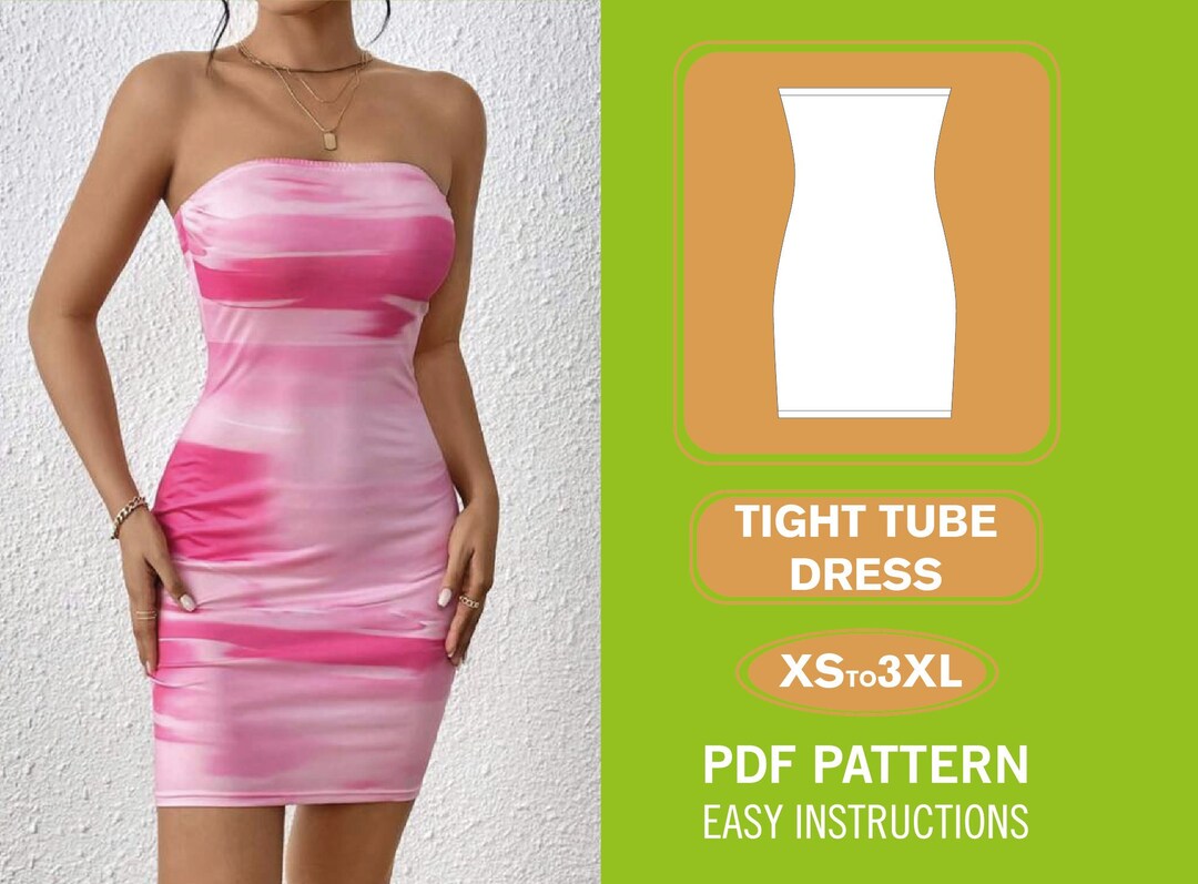 Dress Sewing Pattern XS-XXXL Tube Dress Pattern Beginner Pattern Women ...