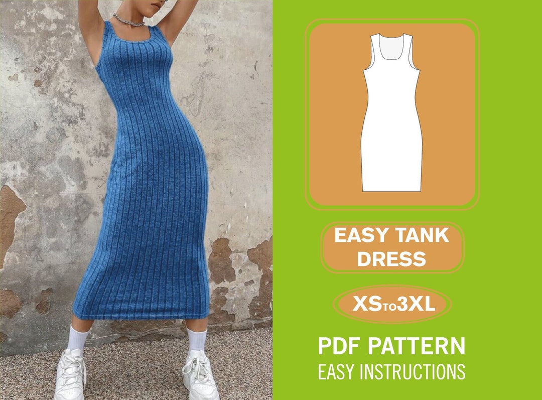 Tank Dress Sewing Pattern XS-XXXL PDF Dress Pattern Women Dress Sewing ...