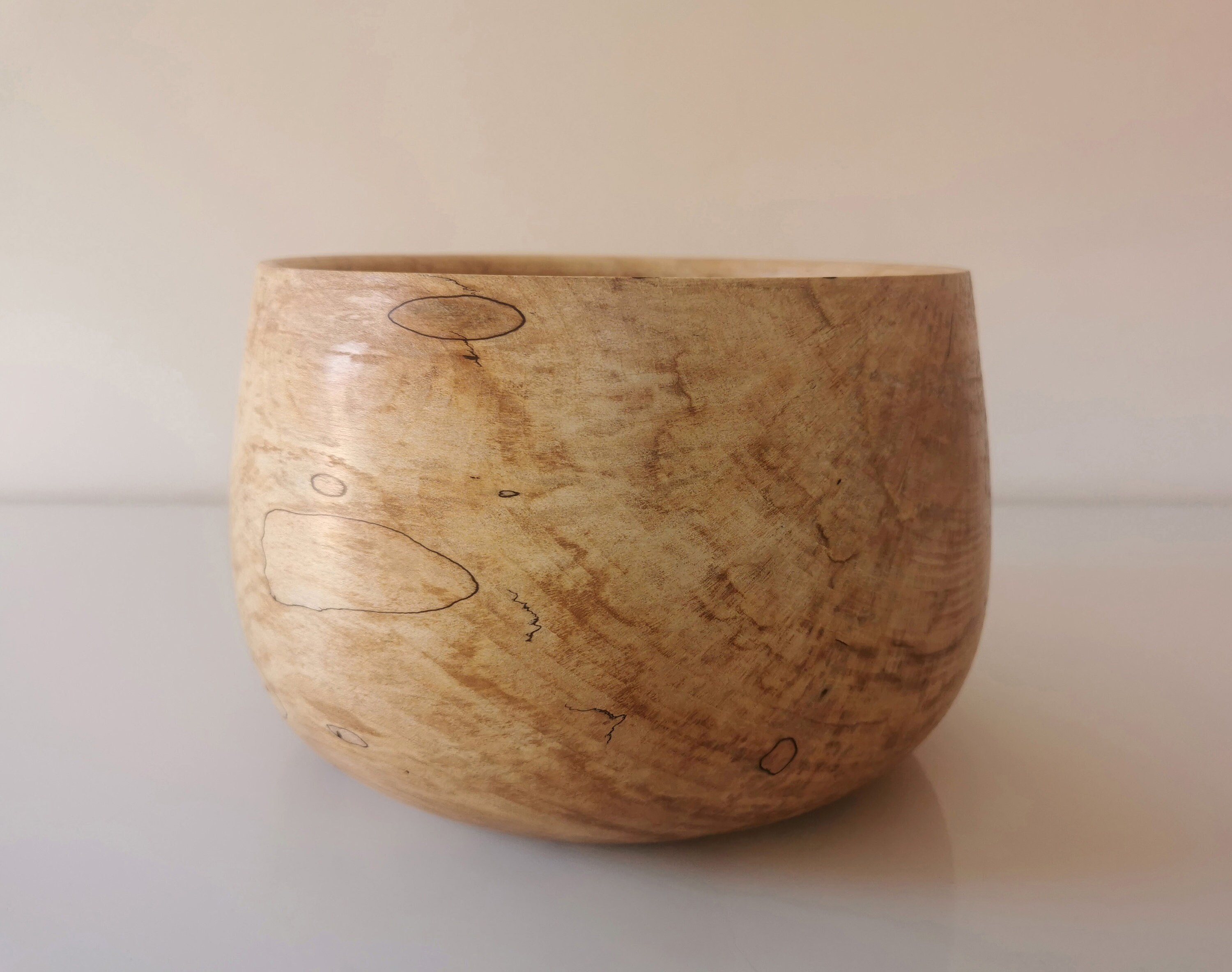 25 X 15,5 Cm, Hand Turned Unique Rustic Spalted Solid Sycamore Maple ...