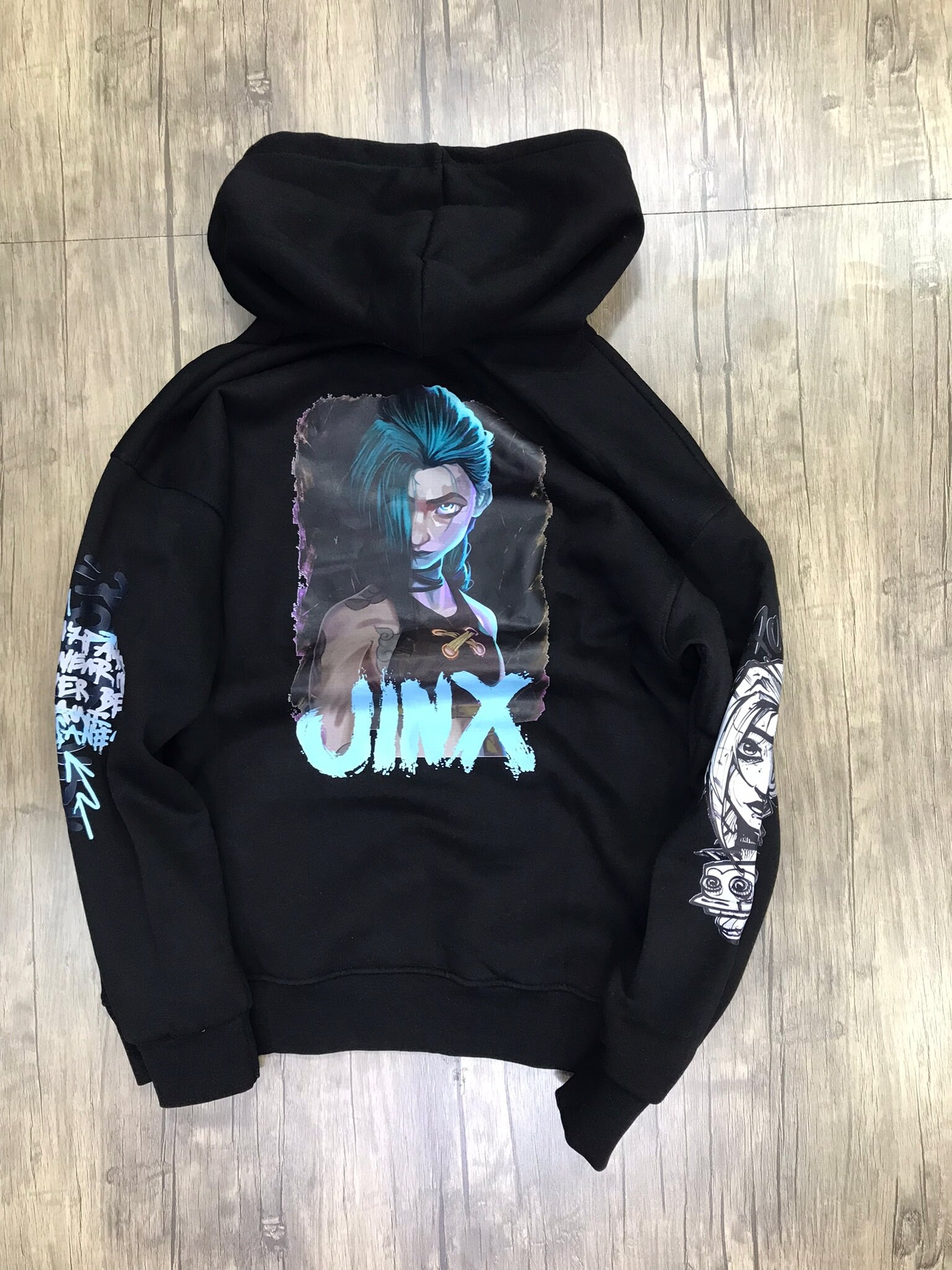 Unisex Oversize Arcane Jinx Black Hoodie League Of Legends Etsy