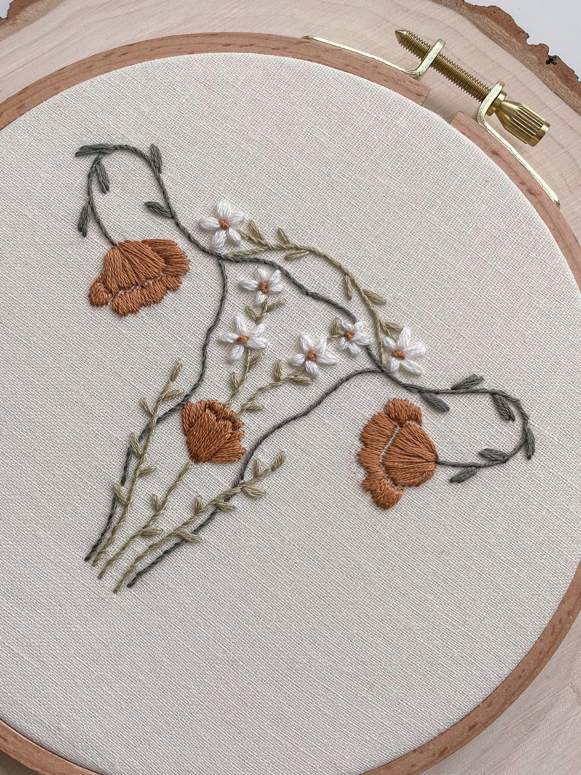 Delicate Daisies Uterus PDF Embroidery Pattern, Immediate Digital ...