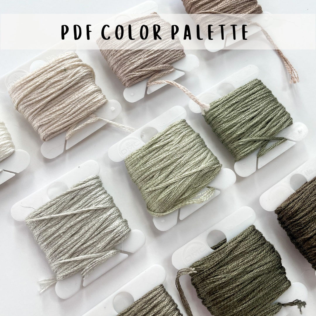 Digital DMC Botanist Embroidery Thread Palette, Muted Greens and Browns ...