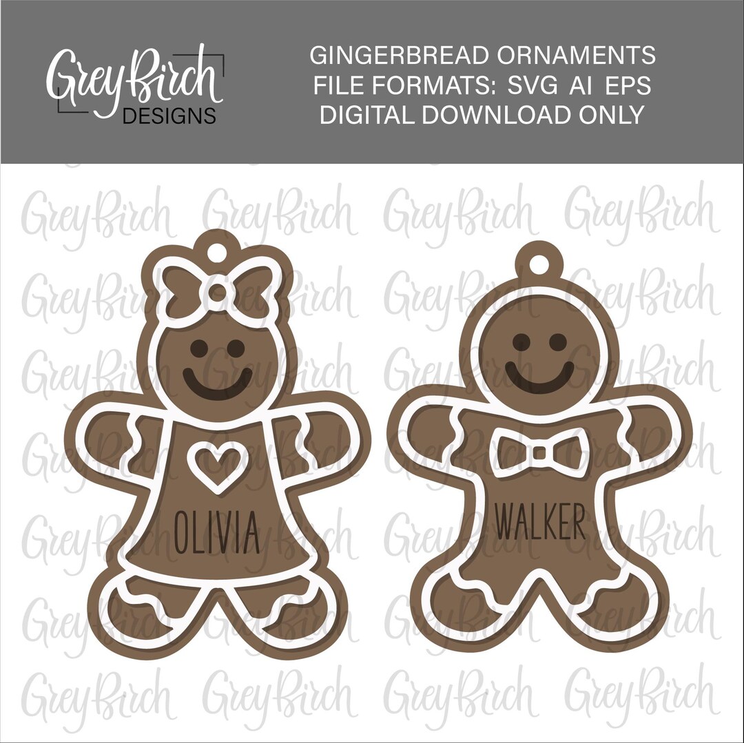 Gingerbread Boy & Girl Laser Cut File | Personalized Ornament ...