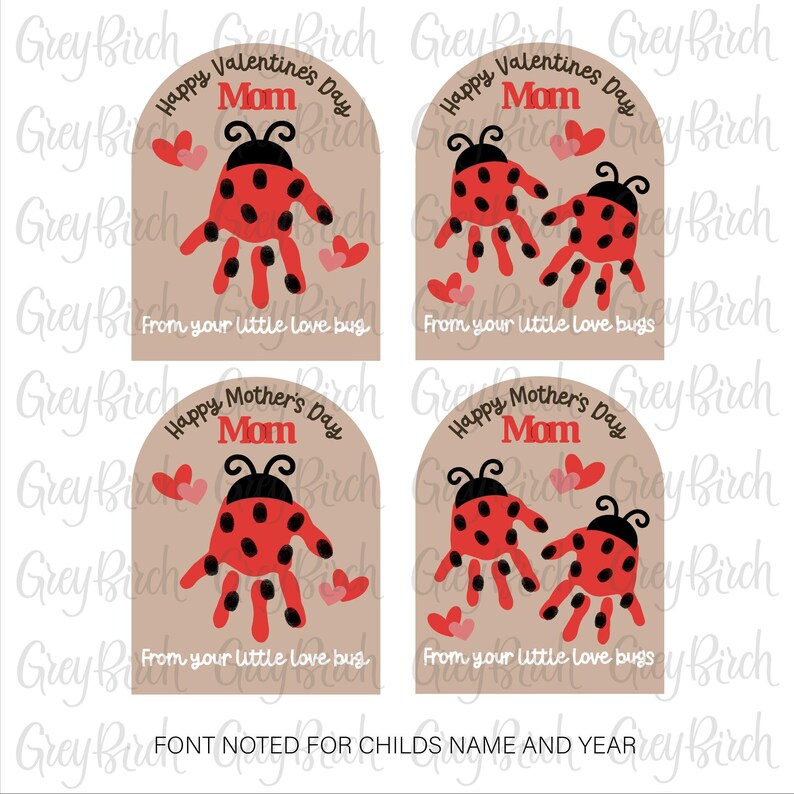 Valentine's or Mother's Day Handprint & Fingerprint Sign | Love Bug SVG ...